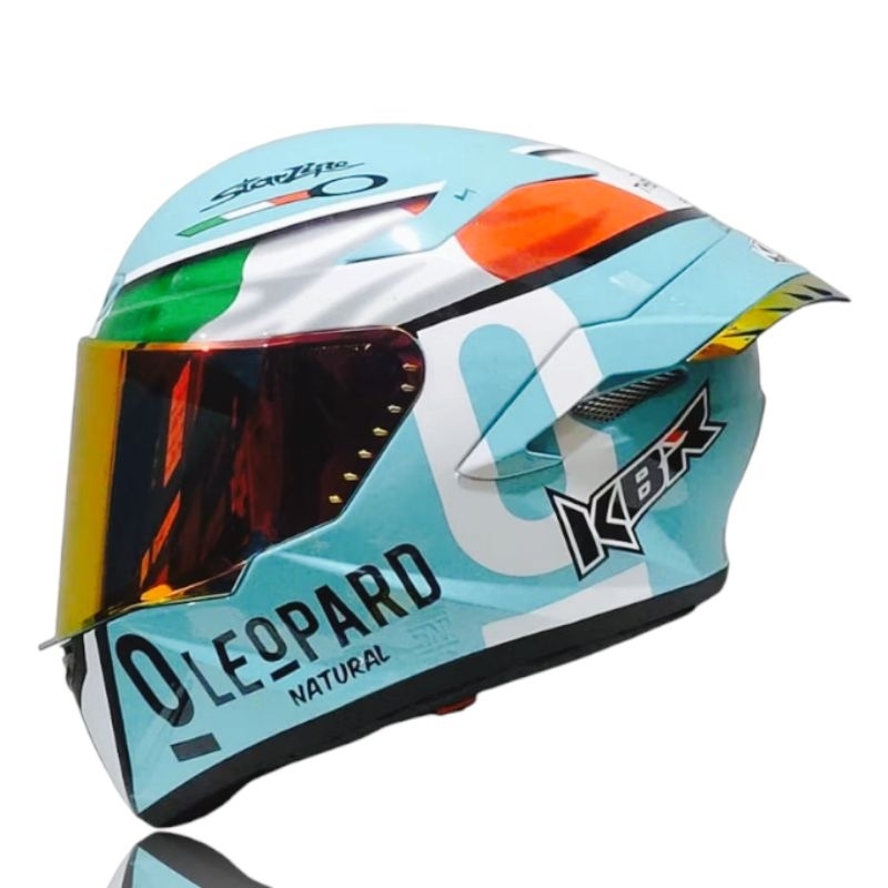 Kbr TT Course Full Face Motorcycle Helmet Handsome Package Blue / Red ...
