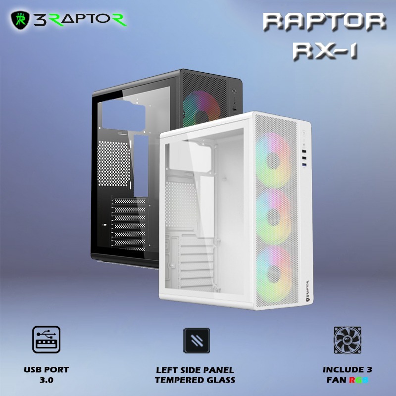 Raptor RX-1 Gaming Case - Free 3 RGB Fans + USB 3.0 | Atx/m-atx/itx ...