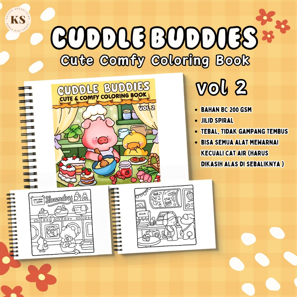 Cuddle BUDDIES VOL 2 Cute Comfy Coloring Book For Adults And Kids A4 ...