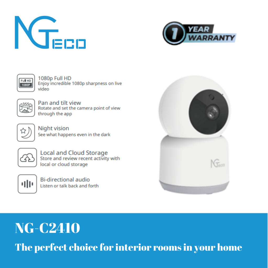 Ngteco Smart CCTV Camera NG-C2410 Wi-fi Indoor Surveillance and ...