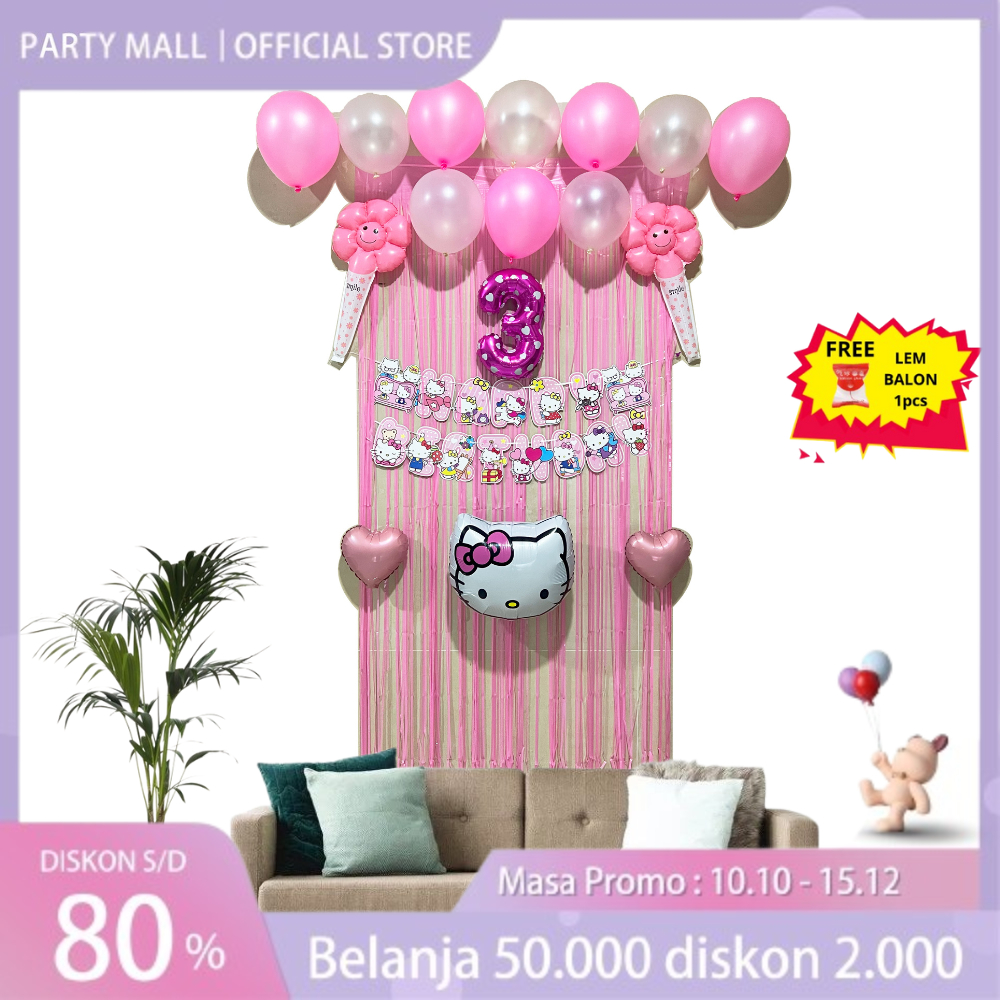 Hello Kitty Theme Decoration Set Hello Kitty Background and Labubu ...