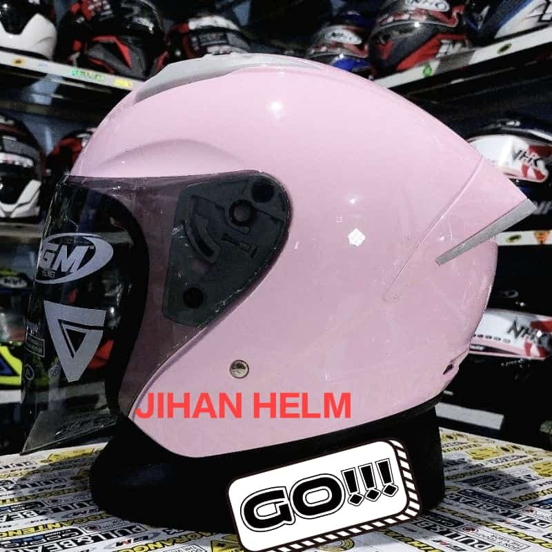 Helmet / NEW HALF FACE HELMET / GM G1 SOLID PINK HELM ORIGINAL SNI | Shopee Singapore