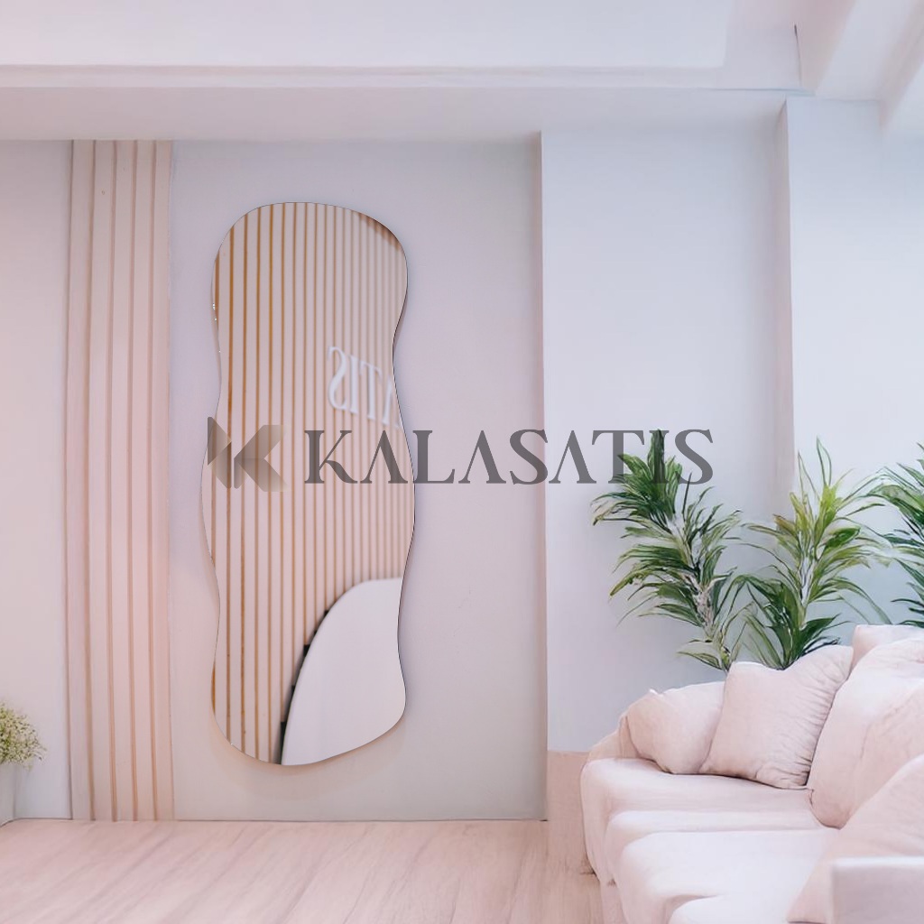 Wavy Shaped Aesthetic mirror / Hanging Aesthetic Wall mirror / full ...