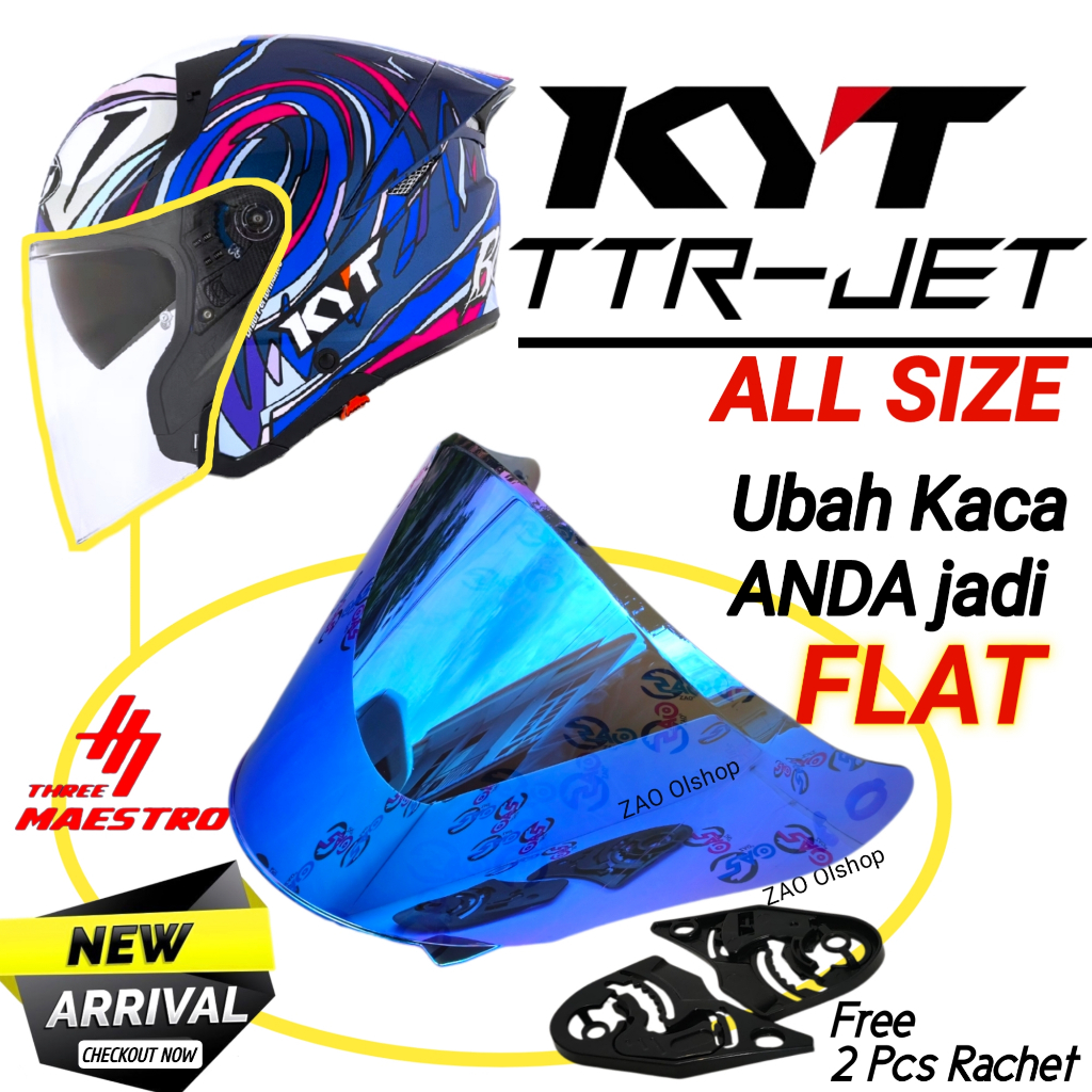 Glass Helmet KYT TTR JET Visor Helmet flat venom open flat flat flat by ...