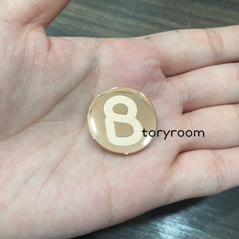 Mini titanium button brooch with round rose gold plate engraving ...