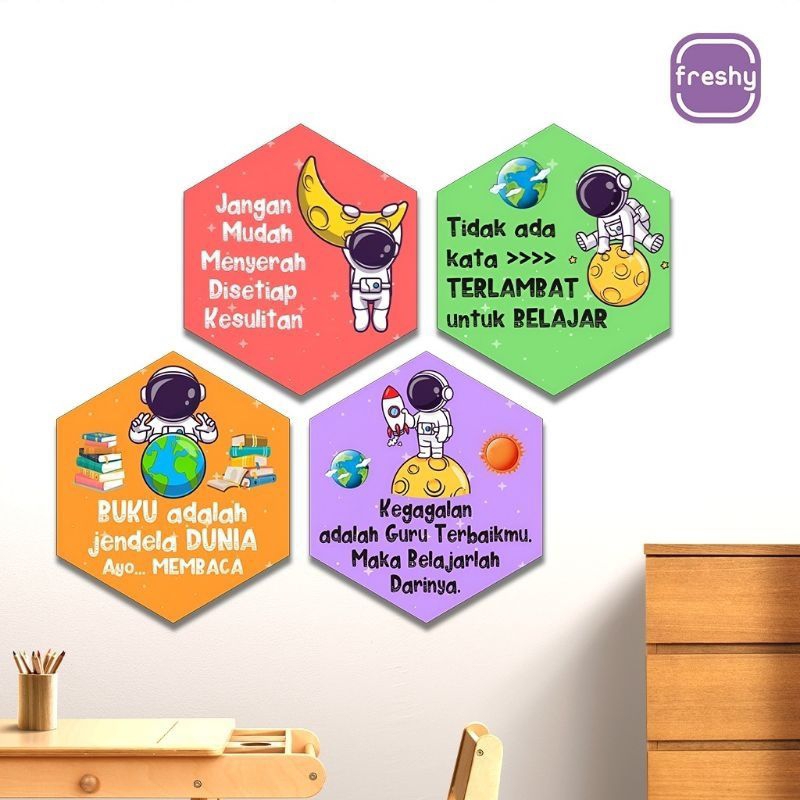 HIASAN DINDING Classroom Decoration Hexagonal 6-sided Wall Decoration ...