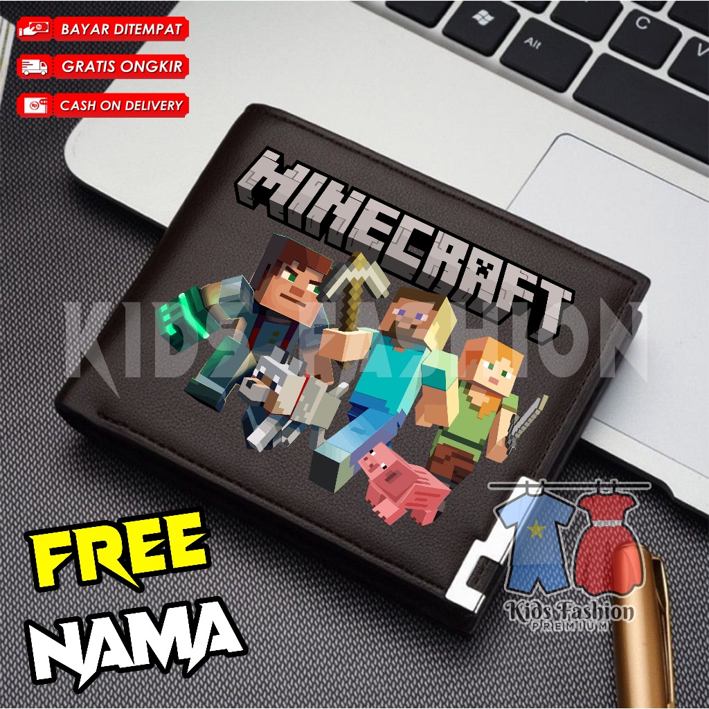 Minecraft GAME WALLET LEATHER FOLDING WALLET FREE NAME | Shopee Singapore