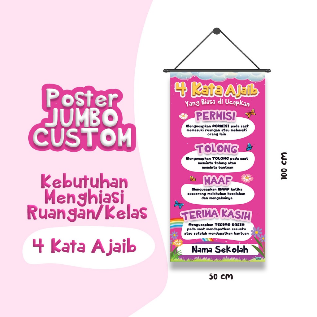 Jumbo Educational Poster 4 Magic Words Custom School Names ...