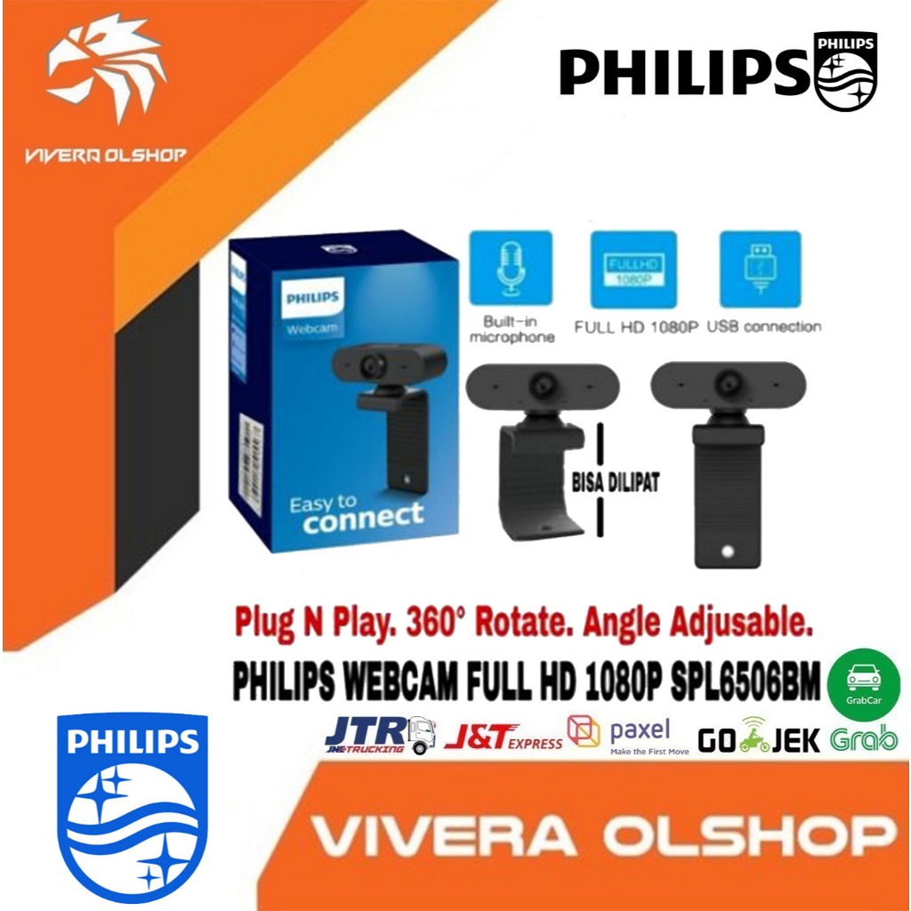 PHILIPS WEBCAM FULL HD 1080P SPL6506BM ORIGINAL USB PNP 360 ROTATE ...