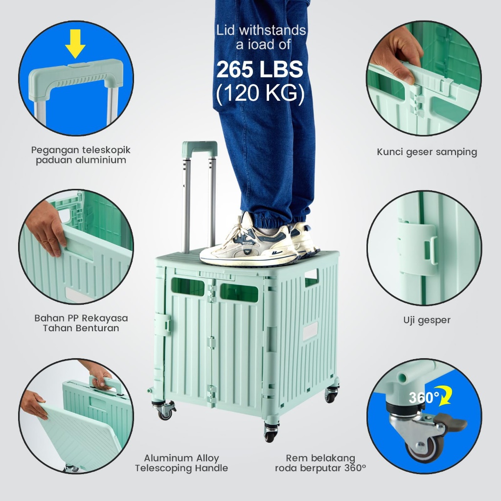 Kenzzzo Folded Folding Trolley / Shopping Trolley / multifunctional ...