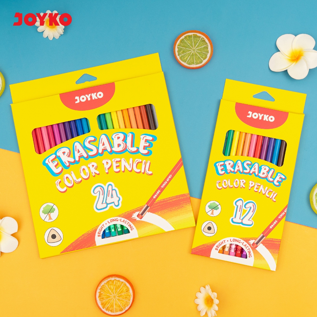 Joyko Color Pencil 12 24 Colors ERASABLE / Joyko Color Pencil 12 24 ...