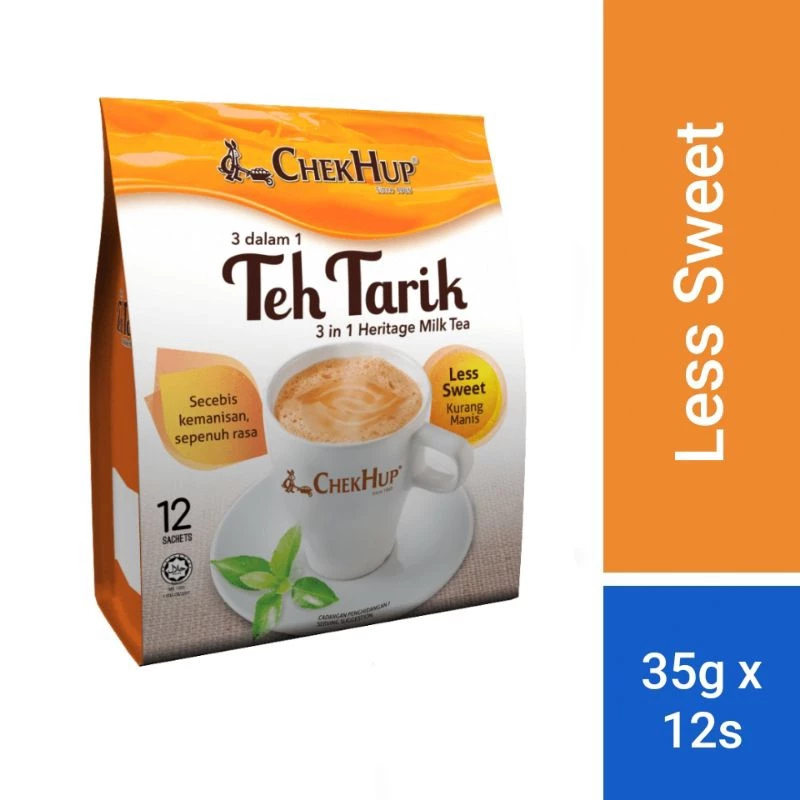 Chek HUP 3in1 Teh Tarik Less Sweet Malaysia (30g x 12 sachets) | Shopee ...
