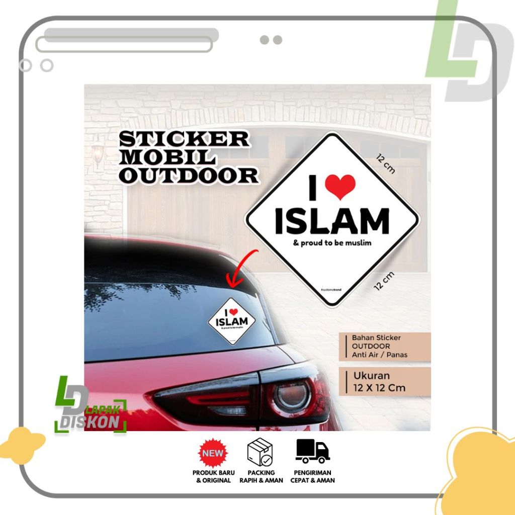 I Love ISLAM Sticker Vinyl Sticker 12x12 cm Ketupat, Waterproof/Hot ...