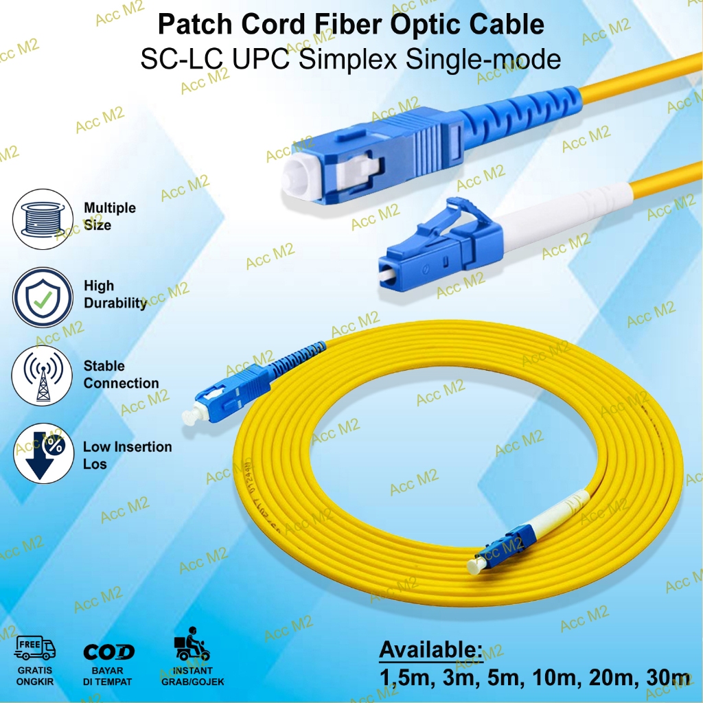 Fiber Optic Cable Patch cord Simplex SC to LC UPC Single Mode 1.5m, 3m ...