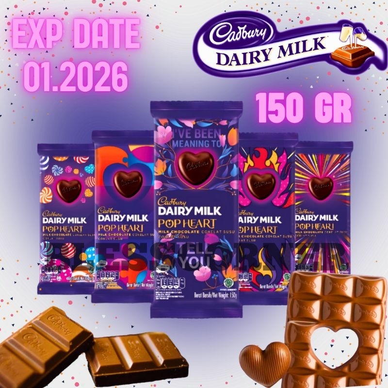 Cadbury Dairy Milk Chocolate 160 Gr Cadbury Pop Heart 150 Gr Cadbury ...