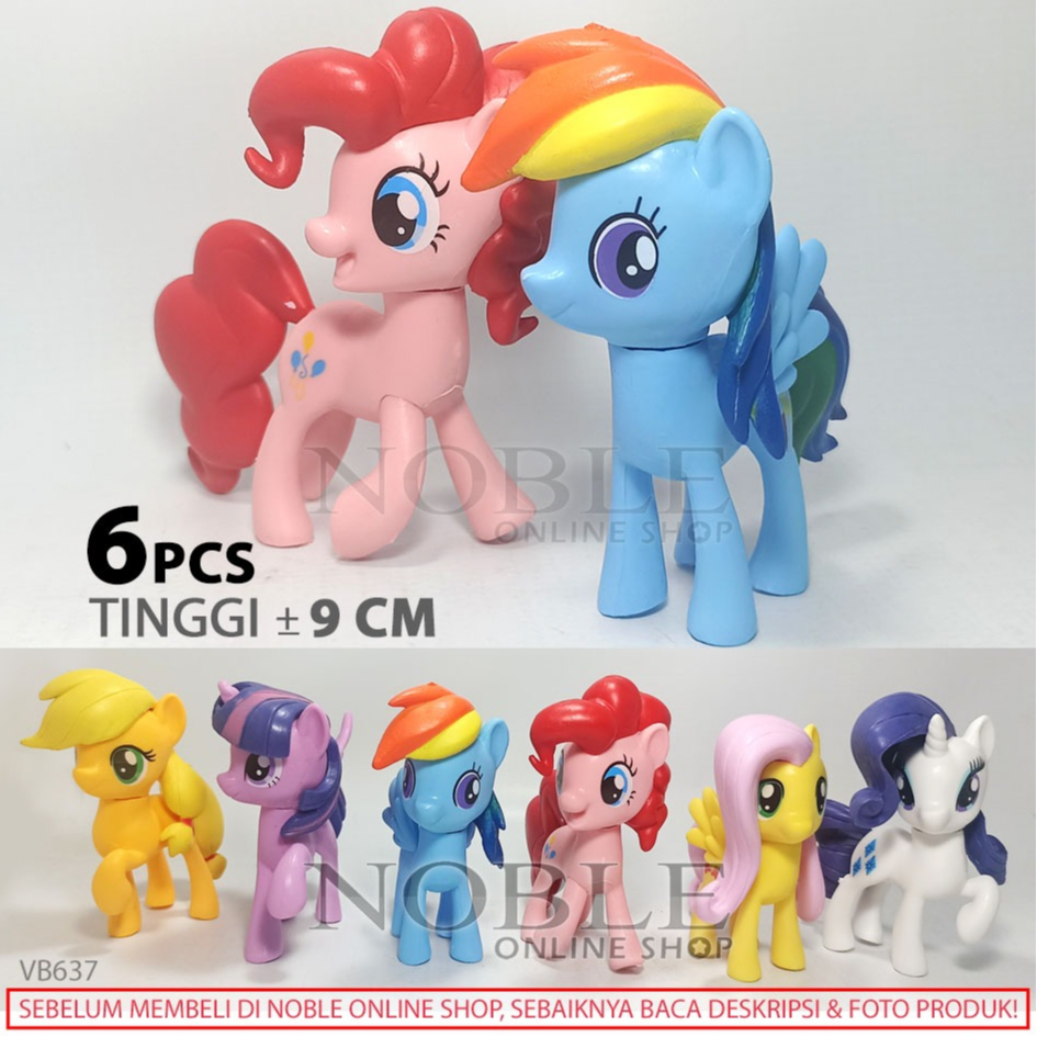 Little Pony 6 Figures Rainbow Dash Unicorn Character Pony Miniature ...