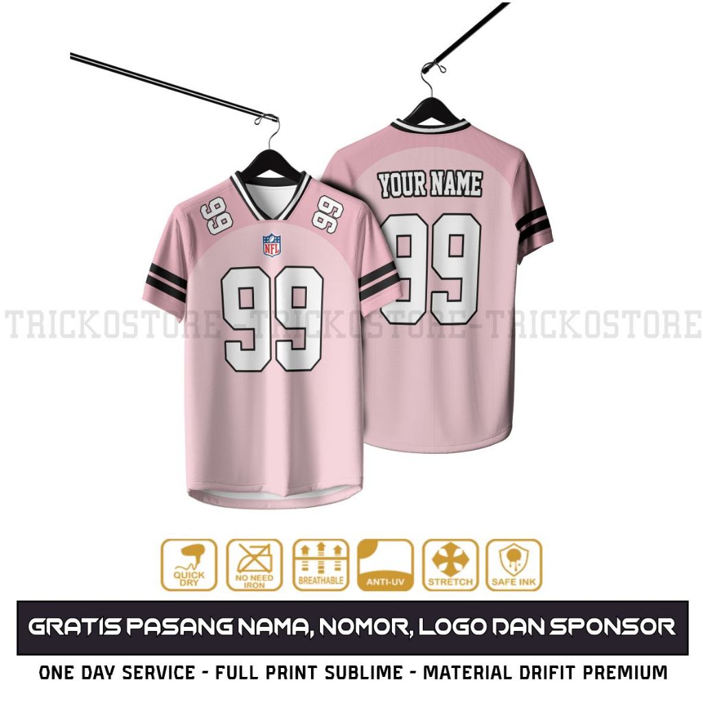 Oversize NFL PINK JERSEY FREE TO INSTALL NAME AND BACK NUMBER FREE ...