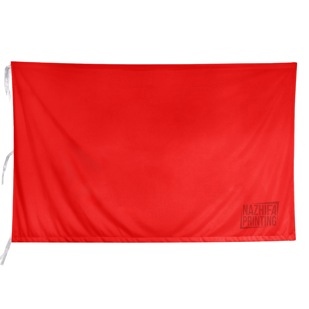 MERAH Nazhifa Printing - Plain Red Flag, Satin Peles Material, Small ...