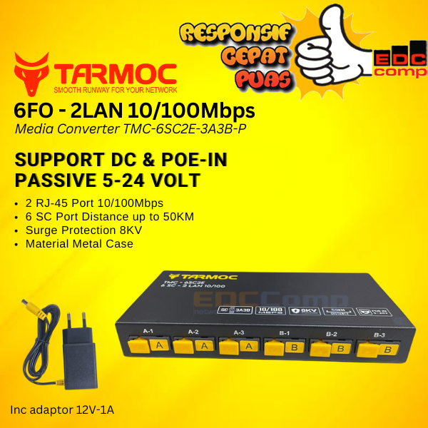 Tarmoc TMC-6SC2E-P 6 FO 2 LAN 10/100Mbps POE IN 5-24V | Media Converter ...