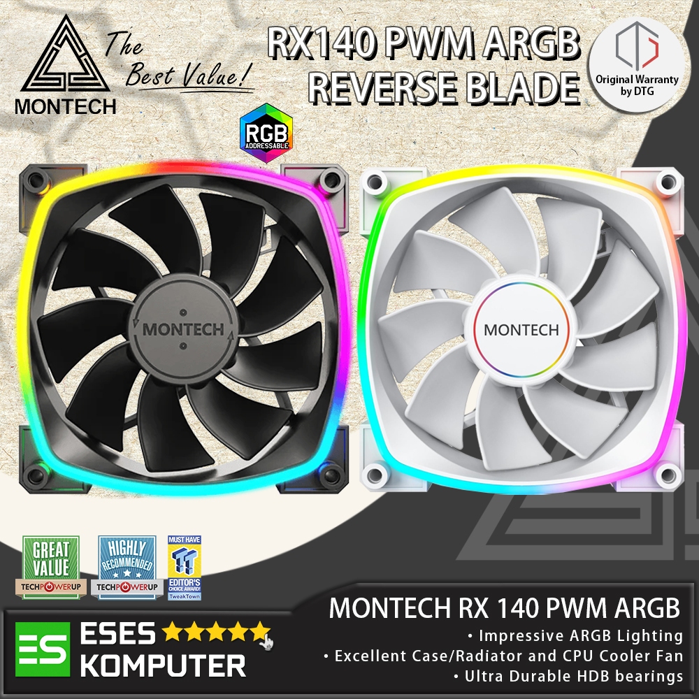 Fan Montech RX140 RX 140 REVERSE PWM ARGB | 140mm 14cm Fan Casing ...