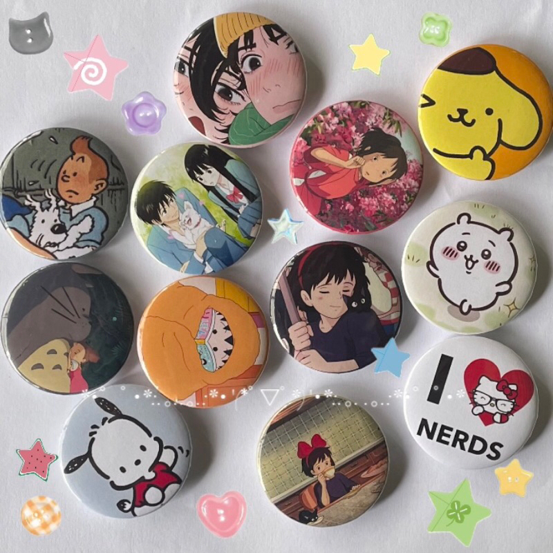 KIDCORE AESTHETIC BUTTON PIN GHIBLI CHIIKAWA SNOOPY ETC | Shopee Singapore