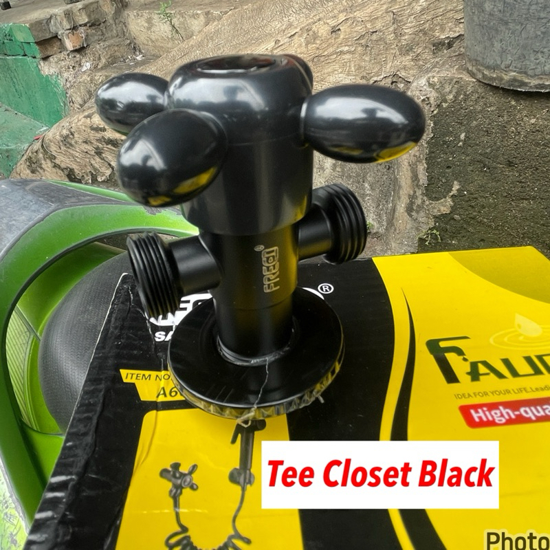 Toilet Faucet T 1/2 Inch BLACK/ Toilet Faucet Stop Kran Toilet Tee 1/2 ...