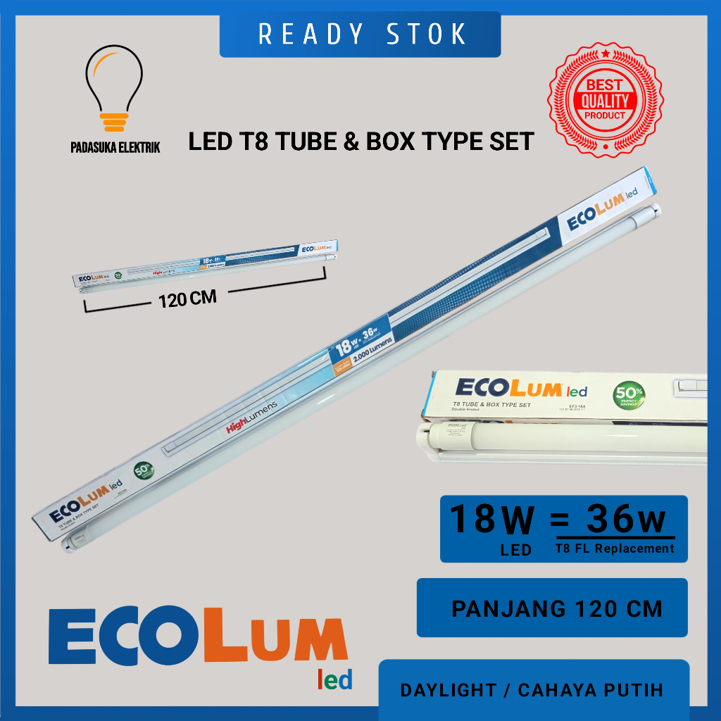 T8 LED TL LAMP 18 WATT 120 CM ECOLUM / TL LED LAMP SHADE SET T8 18 WATT ...