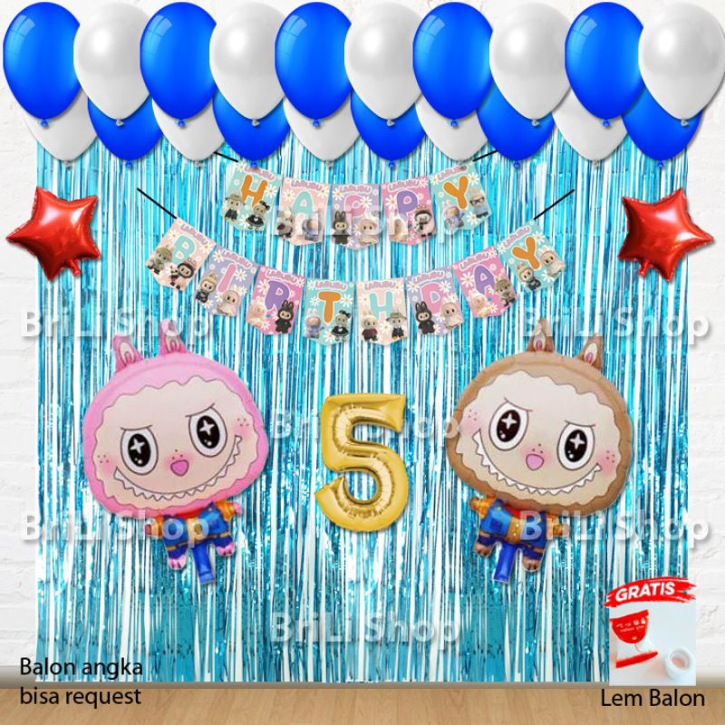 Labubu Theme Children's Birthday Decoration Set Package | Hbd Birthday ...