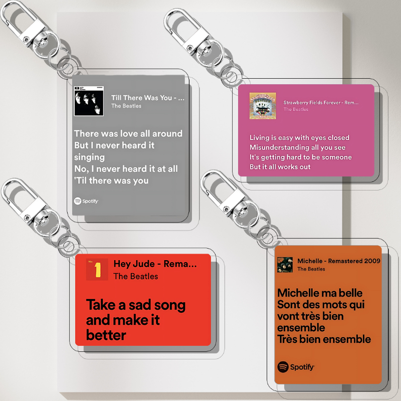 GANTUNGAN The Beatles Keychain Spotify Lyrics | Spotify The Beatles UV ...