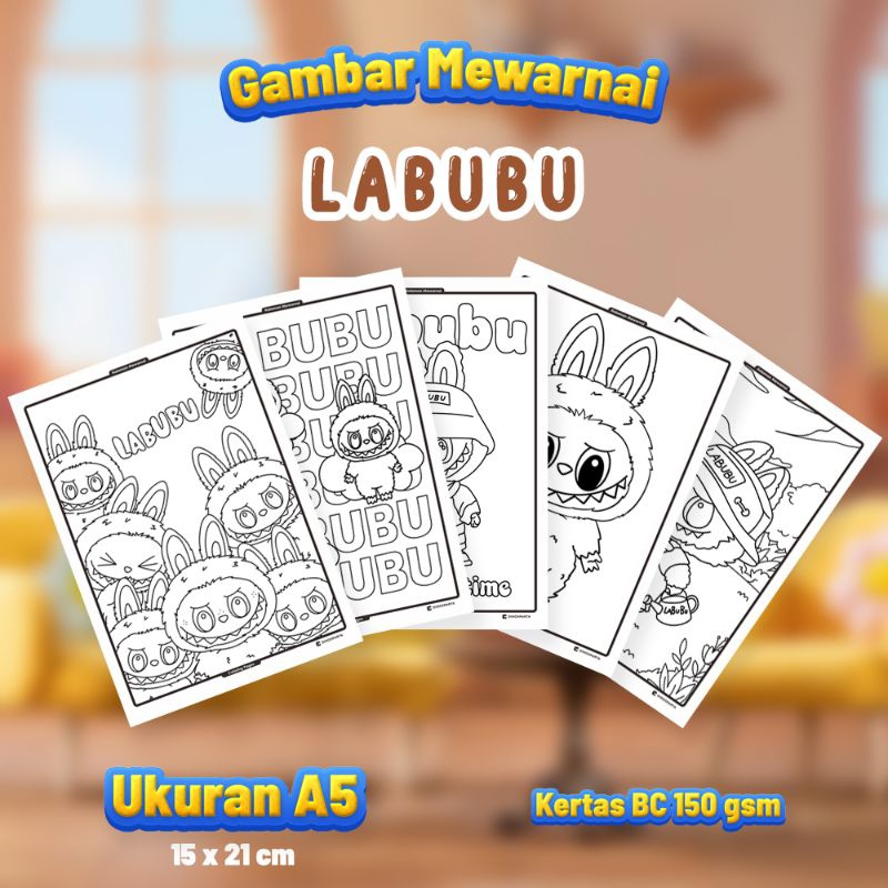 Labubu Coloring Picture Contains 20 Thick BC Paper Sheets | Shopee ...