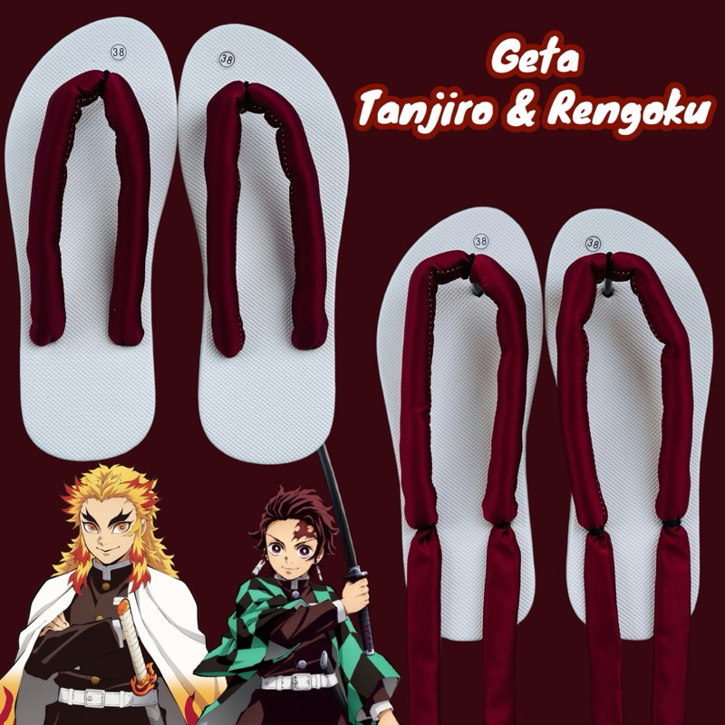Geta Tanjiro & Rengoku - Tanjiro & Rennggoku Shoes Cosplay Kimetsu no ...
