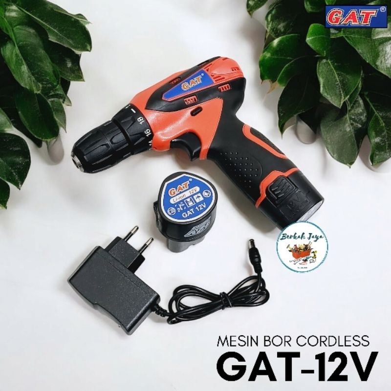 Mesin Bor Cordless GAT 12V | Bor Tangan Baterai 12 Volt bor kayu / besi ...