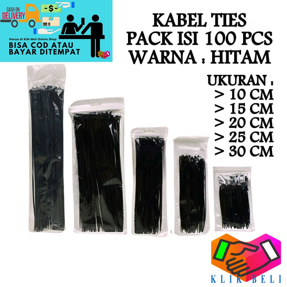 HITAM Cable Ties Mikata Cable Tis Black 1 Pack contains 100 pcs Nylon ...