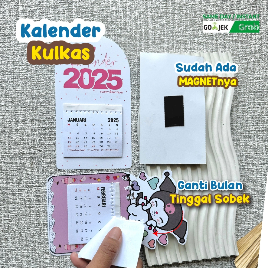 2025 CALENDAR MINI MAGNET STICKED IN THE UNIT FRIDGE / 2025 SUBUR DAY ...