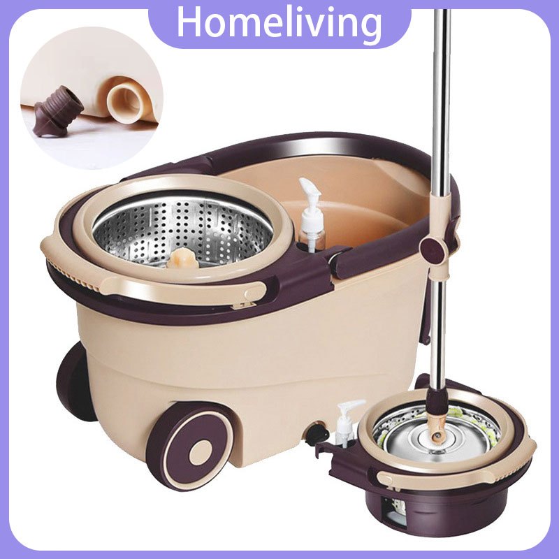 Hli Rotary Wheel Floor Mop / Stainless Mop Floor Mop Set With Hand Spin ...