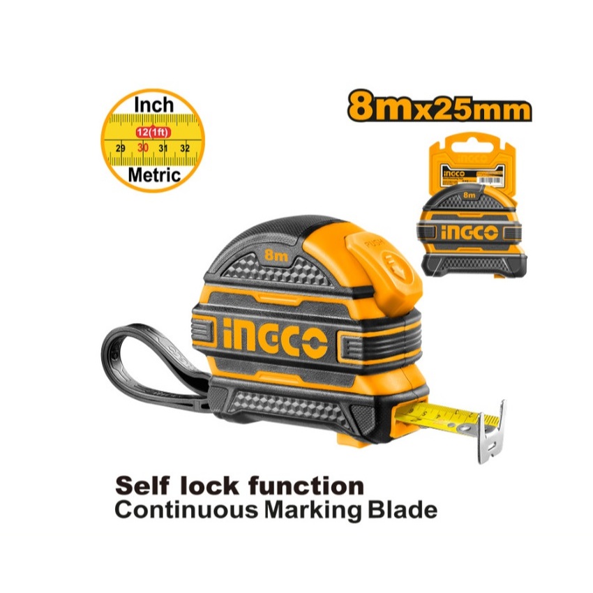 Ingco HSMT08825 tape Measure Meter tape Steel 8Mx25MM(D) | Shopee Singapore