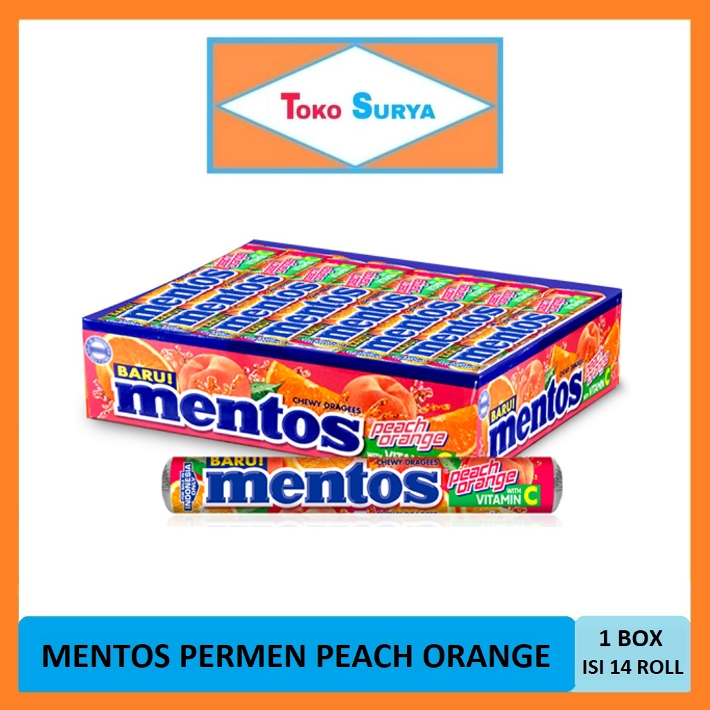 Mentos Candy Roll Peach Orange Flavor 1 Box Contains 14 Rolls | Shopee ...