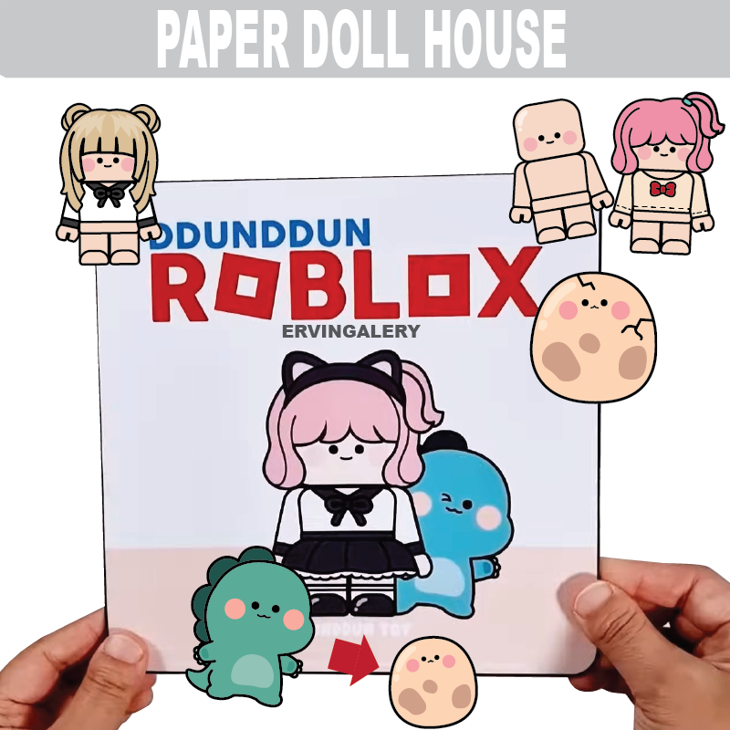 Paper doll house Roblox Dino quiet busy book children's educational toy ...