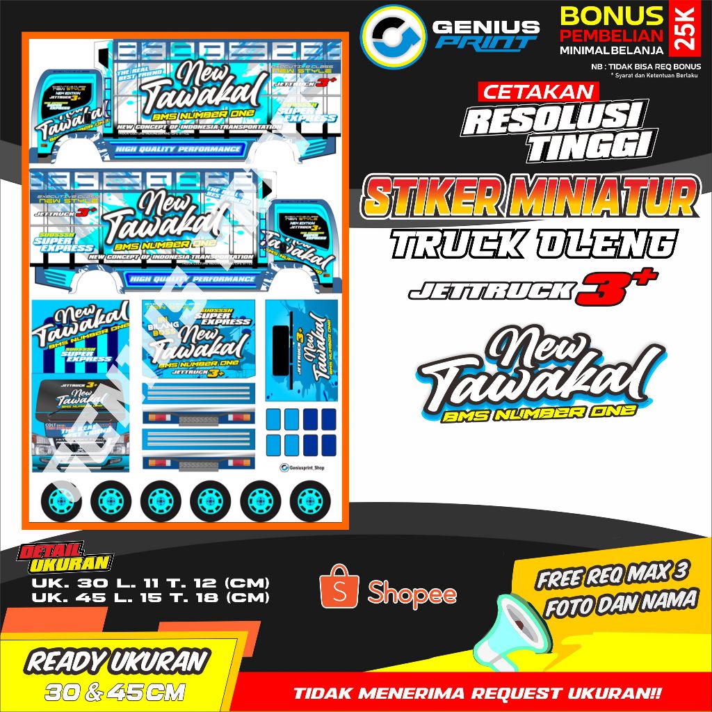 New Tawakal Canter Oleng Truck Miniature Sticker | Lombok Master | Toy ...