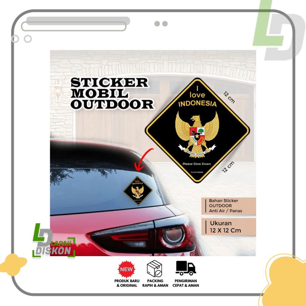 I Love Indonesia Sticker Vinyl Sticker 12x12 cm Ketupat, Waterproof/Hot ...