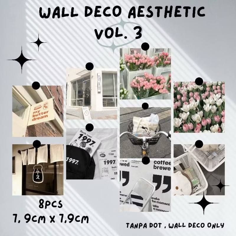 8pcs SQUARE aesthetic mini wall deco / wall deco aesthetic / black wall ...