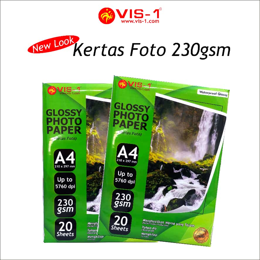 A4 PHOTO PAPER 230 GSM VIS-1 / 20 SHEETS GLOSSY PHOTO PAPER THICK 1 ...