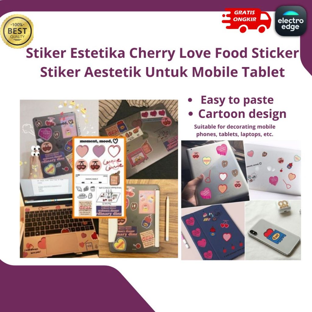 Cherry Love Food Sticker Aesthetic Sticker Aesthetic Sticker for Mobile ...