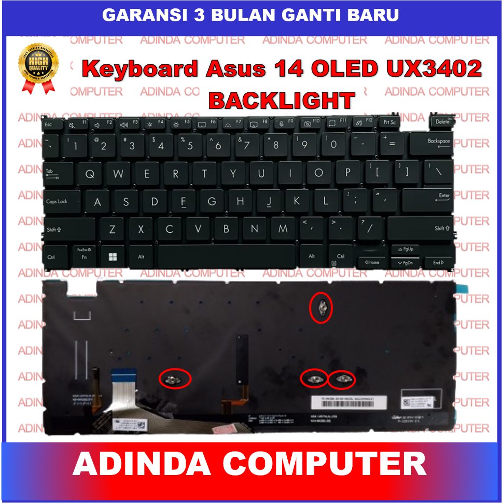 Asus Zenbook 14 OLED UX3402 UX3402va Small Enter Backlight Keyboard ...