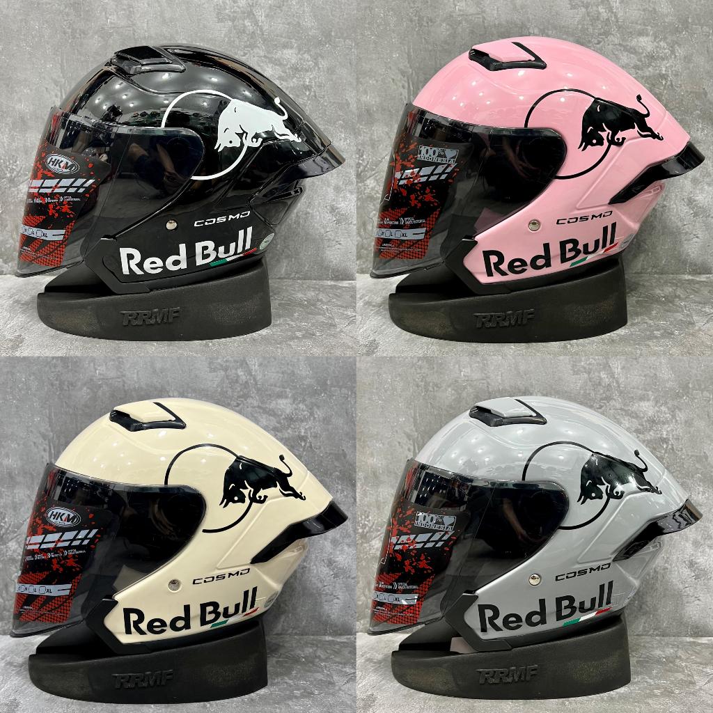 Cosmo HKM Half face Helmet Latest RedBull Sticker Solid Spoiler ...