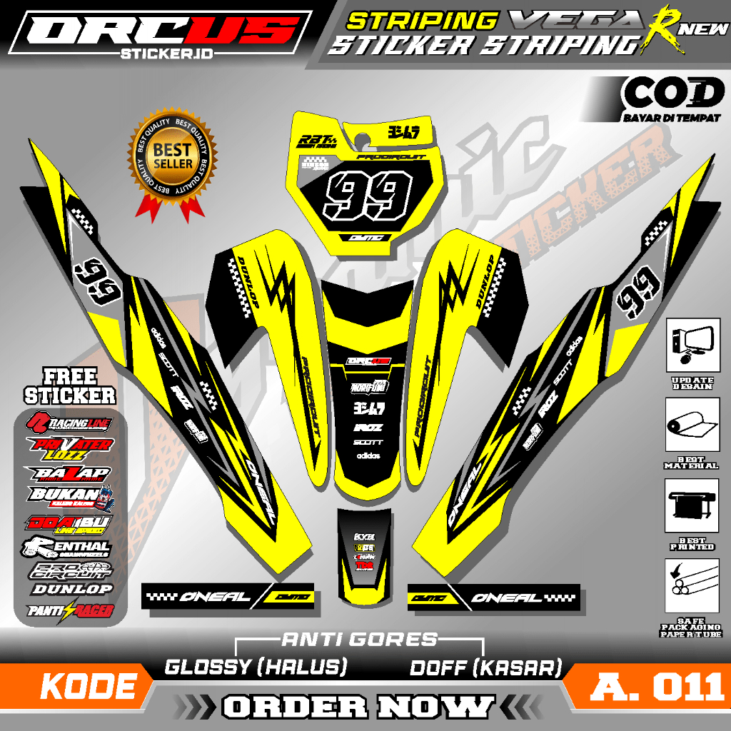 Striping STICKER VEGA R NEW MOTORCYCLE RBT DUCK MODIF SUPERMOTO CODE ...