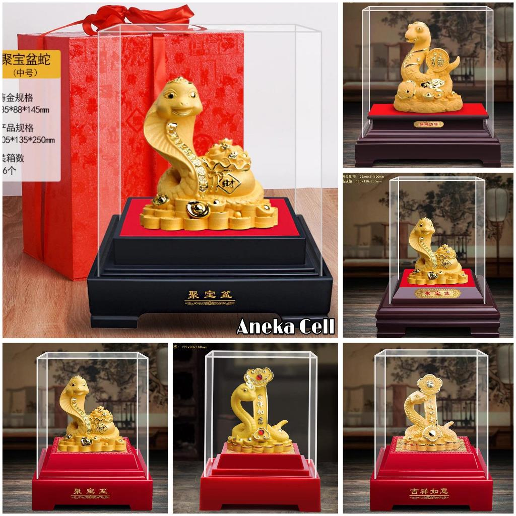 2025 Snake Statue Chinese New Year Display Gold Fengshui Decoration ...