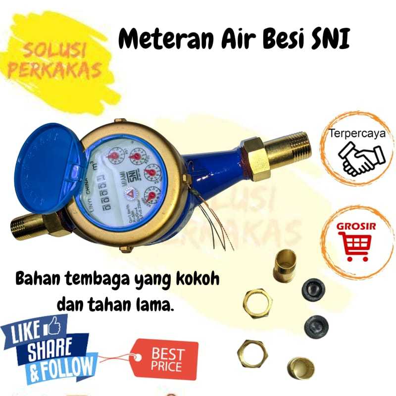 1/2" Needle Water Meter SNI PDAM Water Meter Iron Body / Water Meter 1/ ...