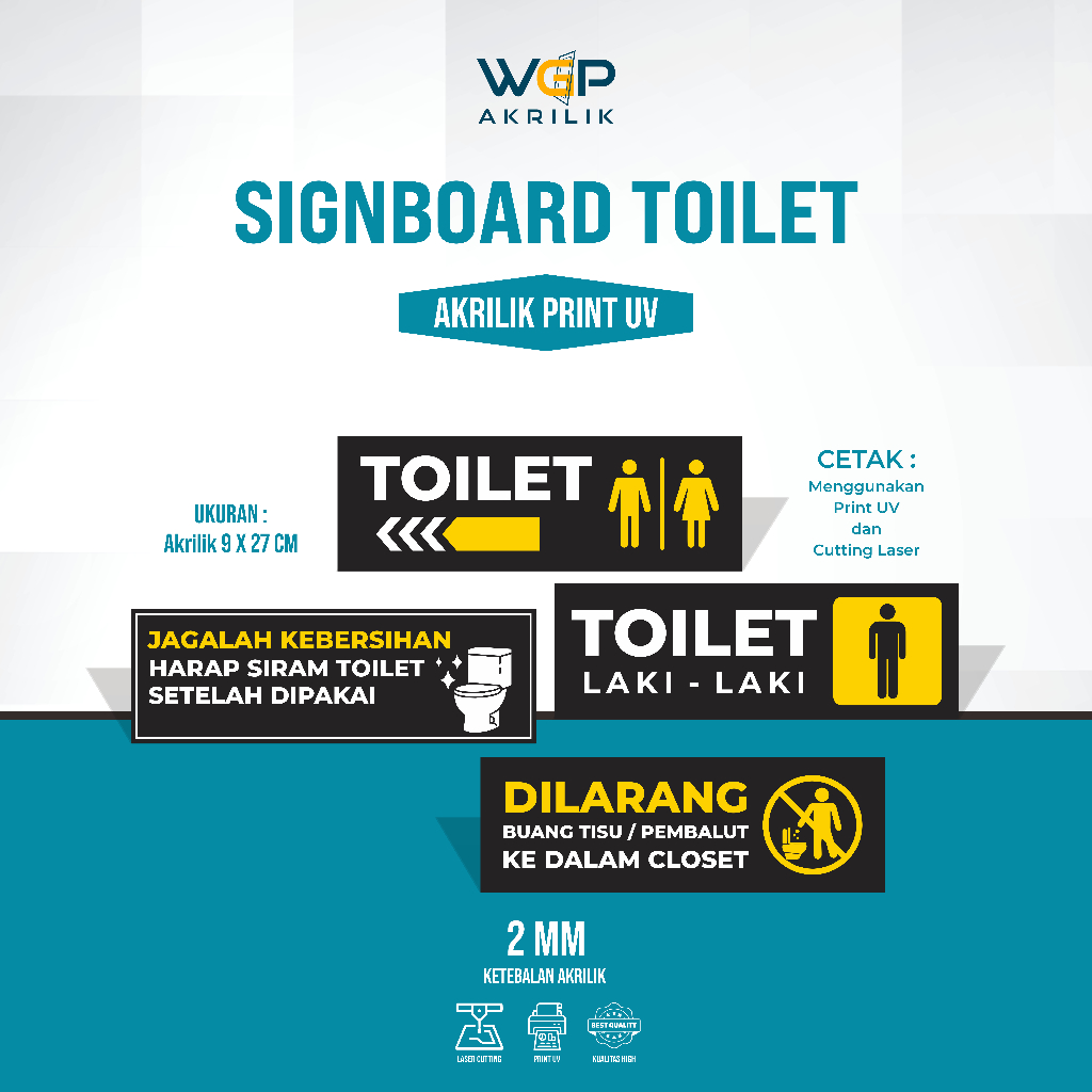 Custom Acrylic Toilet Sign Board Custom Toilet Writing Waterproof Uv ...