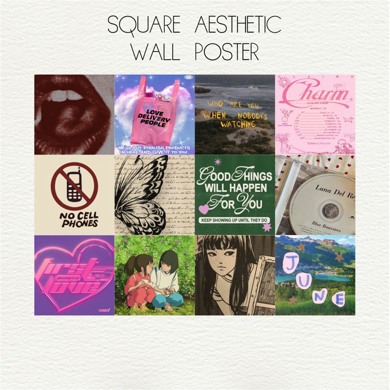 12 PCS SQUARE Aesthetic Wall Posters | Shopee Singapore